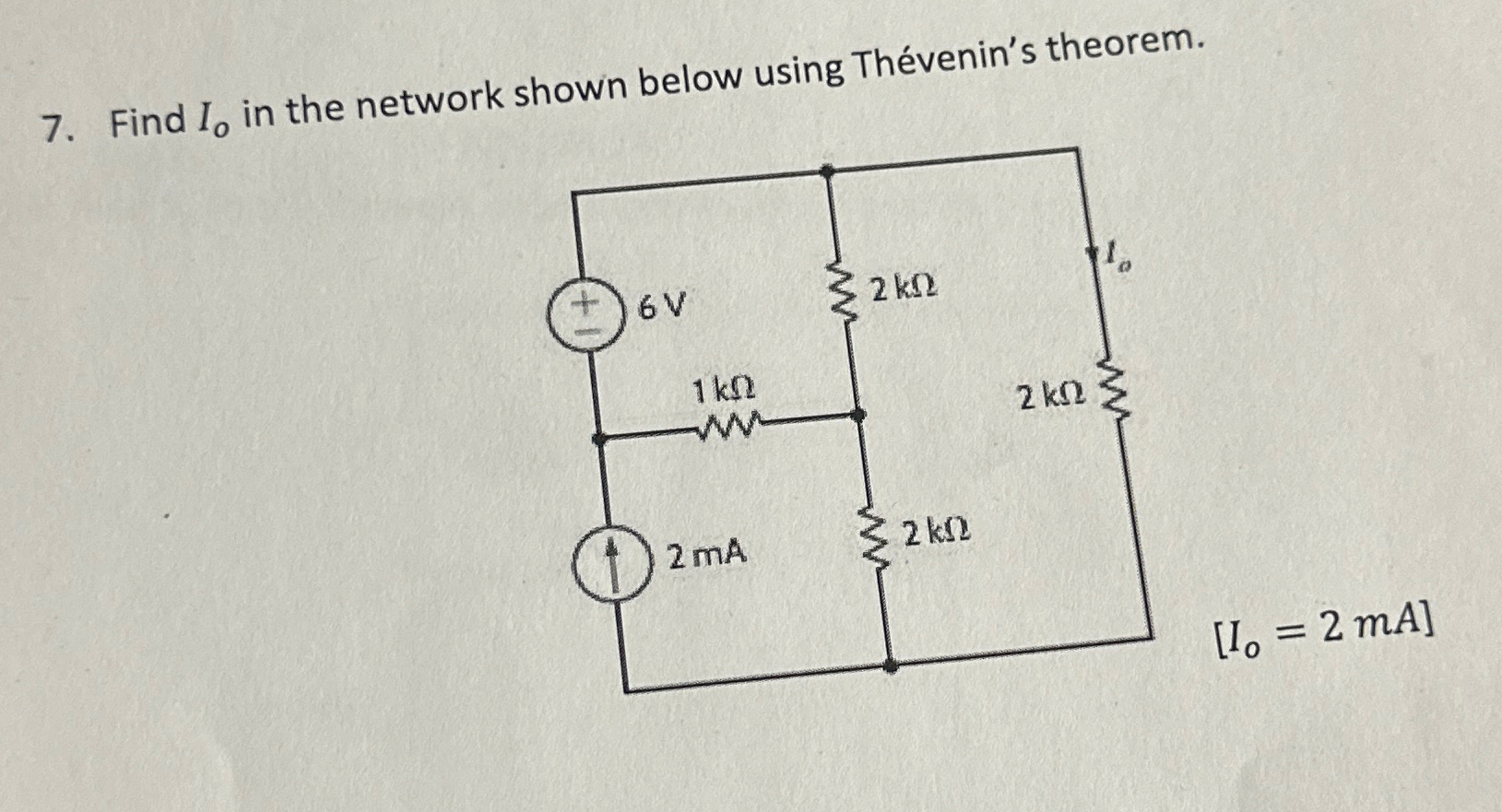 Solved Find I0 ﻿in the network shown below using Thévenin's | Chegg.com