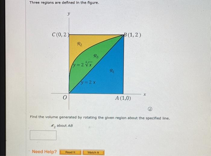 Solved Three regions are defined in the figure. Find the | Chegg.com