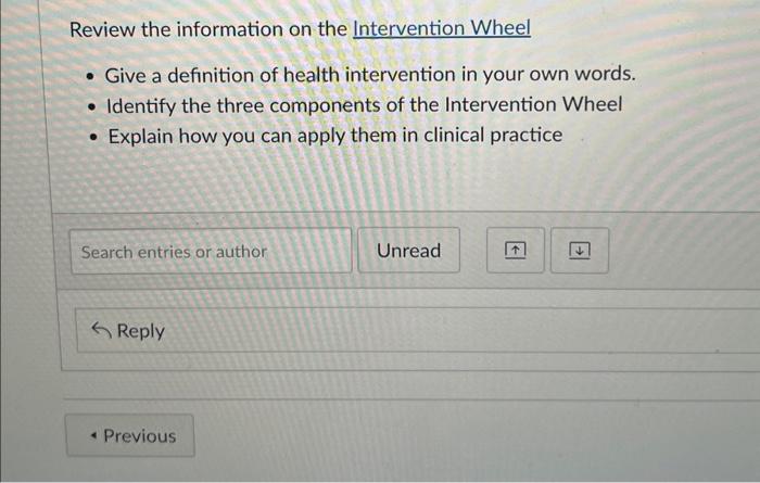 Solved Review the information on the Intervention Wheel - | Chegg.com