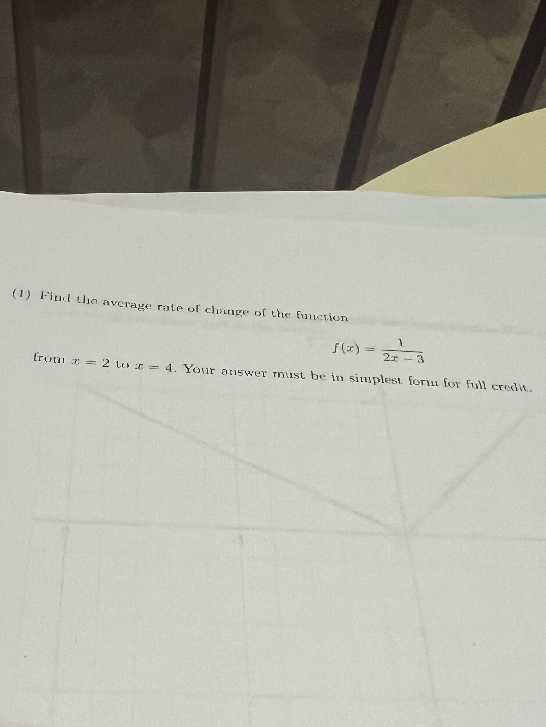 Solved (1) ﻿Find tho average rate of change of the | Chegg.com