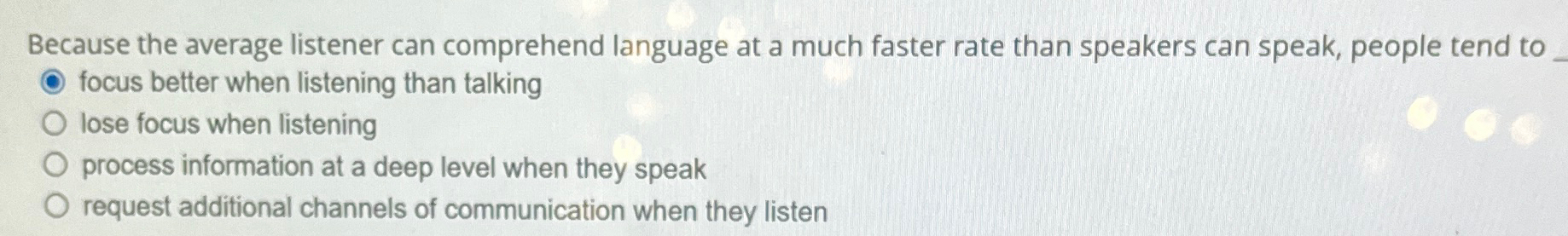 Solved Because the average listener can comprehend language | Chegg.com