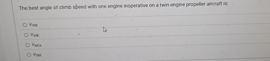 Solved The best angle of climb speed with one engine | Chegg.com