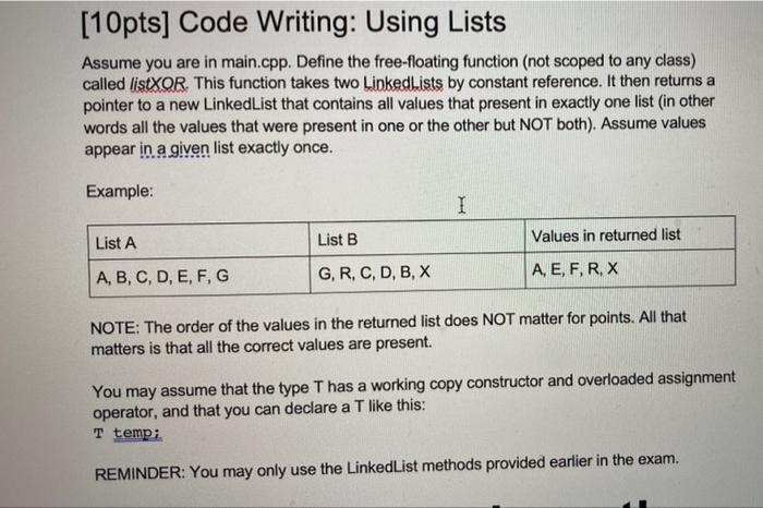Solved [10pts] Code Writing: Using Lists : Assume you are in | Chegg.com