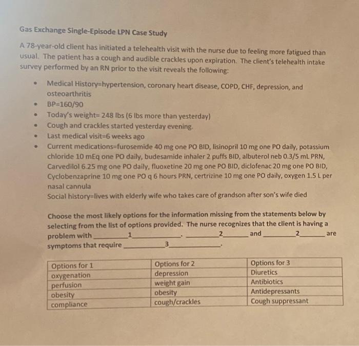 Solved Exchange Single-Episode LPN Case Study 78-year-old | Chegg.com