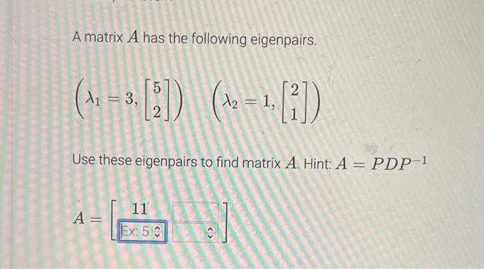 Solved A matrix A has the following eigenpairs. | Chegg.com