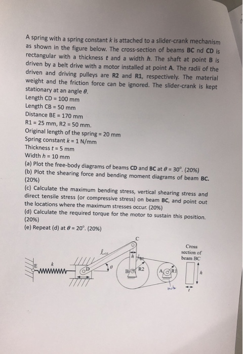 Solved spring with a spring constant k is attached to a | Chegg.com