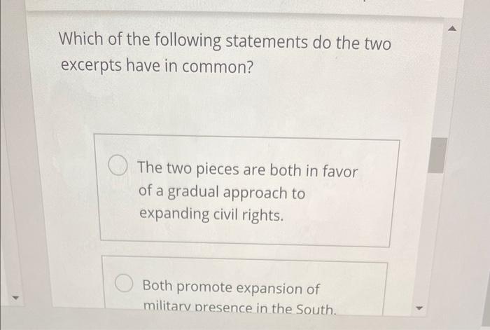 Which of the following statements do the two excerpts | Chegg.com