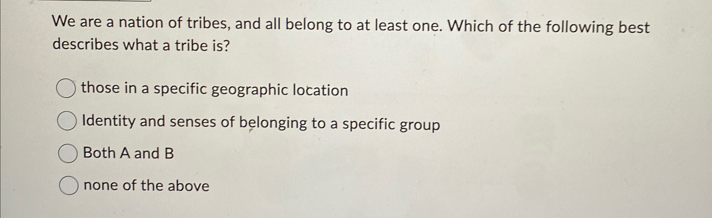 Solved We are a nation of tribes, and all belong to at least | Chegg.com