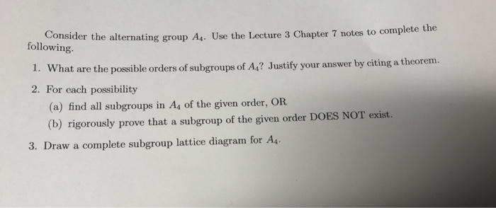 Solved following. der the alternating group As. Use the | Chegg.com