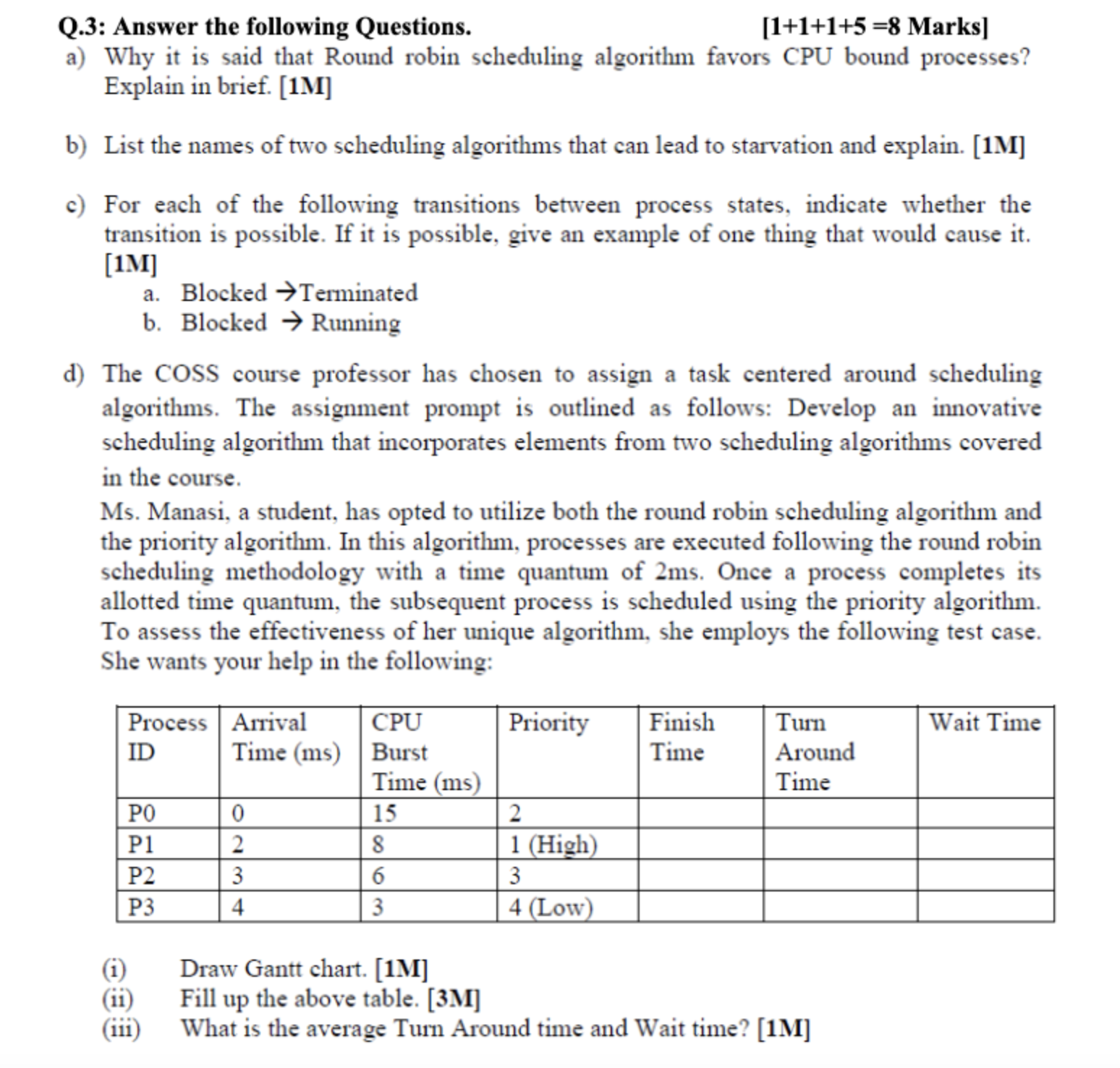 Solved Q.3: Answer the following Questions. ﻿Marks | Chegg.com