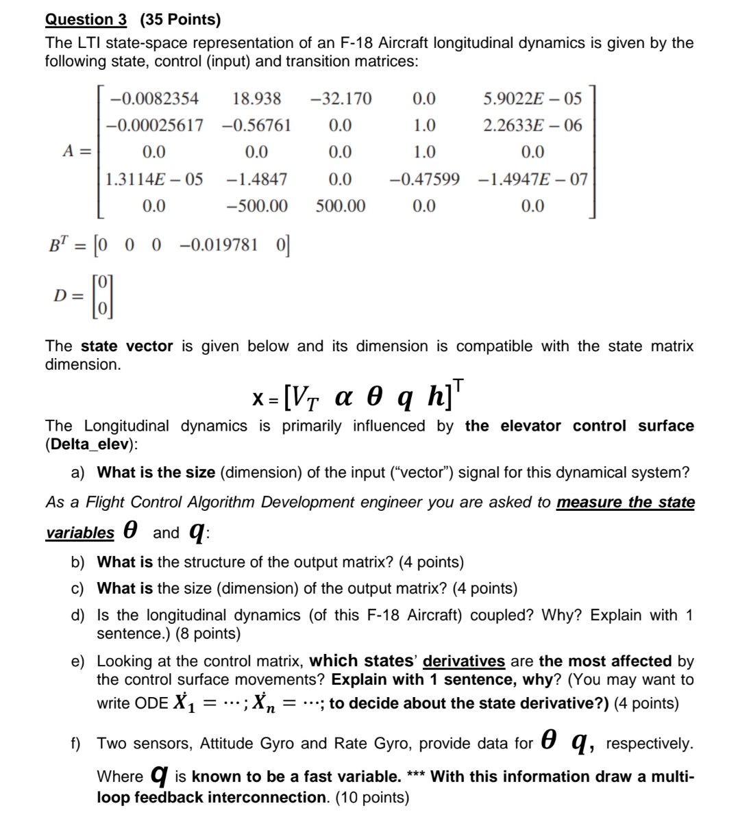 Solved Question 3 (35 ﻿Points)The LTI state-space | Chegg.com