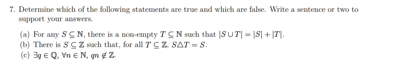 Solved Determine which of the following statements are true | Chegg.com
