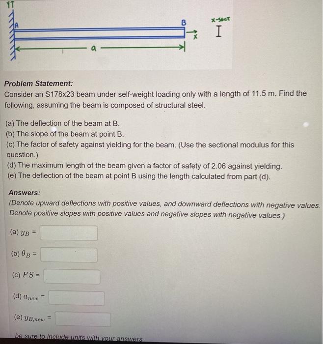 Solved YT X-SECT I Problem Statement: Consider an S178x23 | Chegg.com