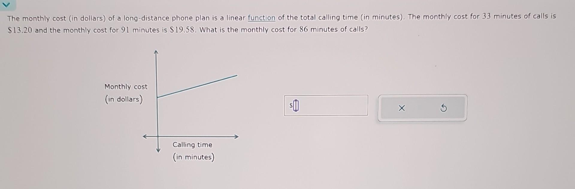Solved The monthly cost (in dollars) of a long-distance | Chegg.com
