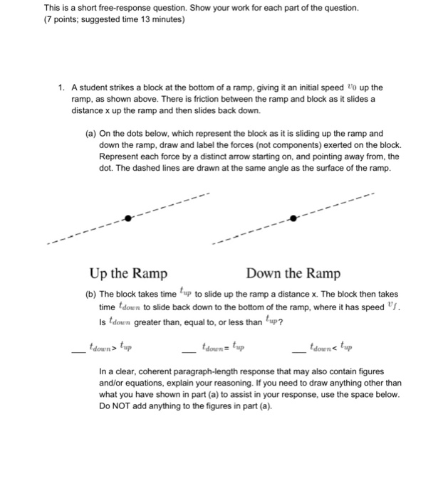 Solved This is a short free-response question. Show your | Chegg.com