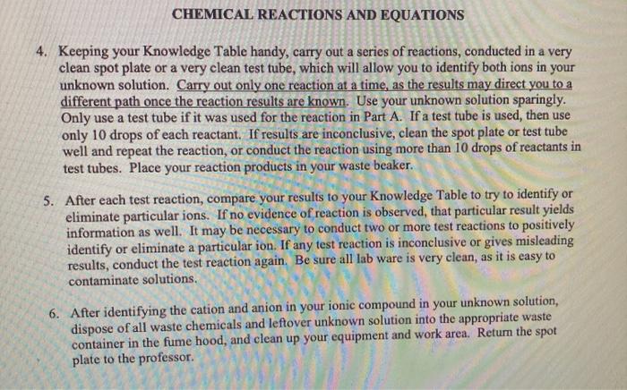 Solved Part C - Identifying Ions in an Unknown Solution | Chegg.com