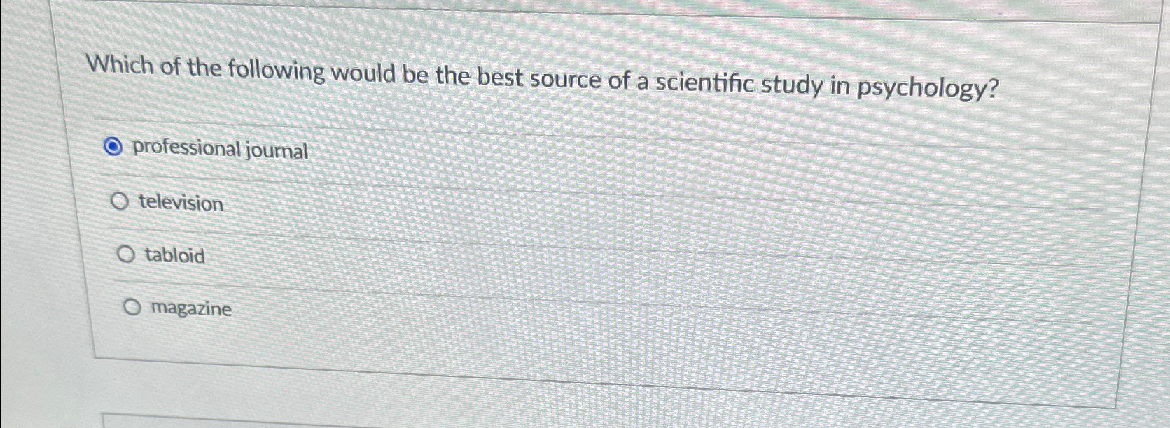 Solved Which of the following would be the best source of a | Chegg.com