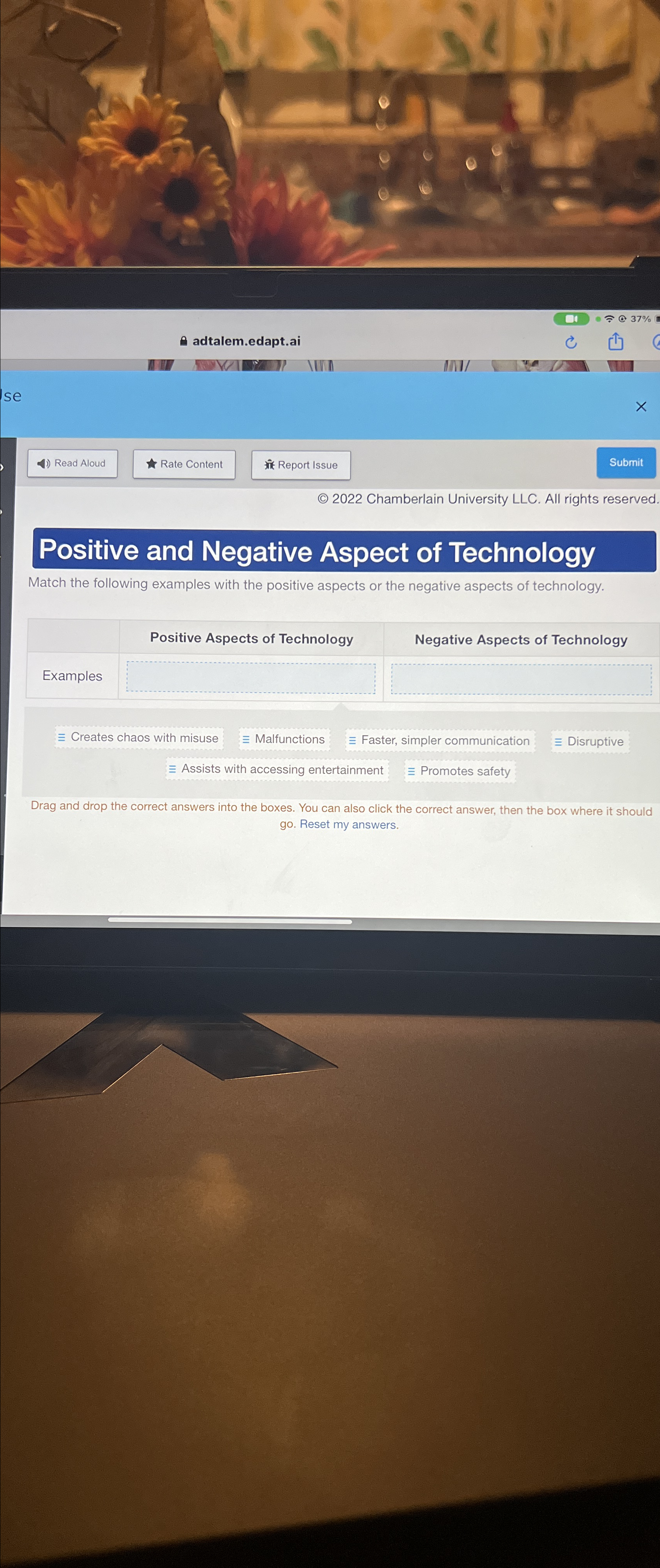 Solved Read Aloud新 ﻿Report IssueC 2022 ﻿Chamberlain | Chegg.com
