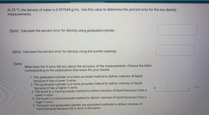 Solved REPORT SUMMARY Table view List View Density of water | Chegg.com