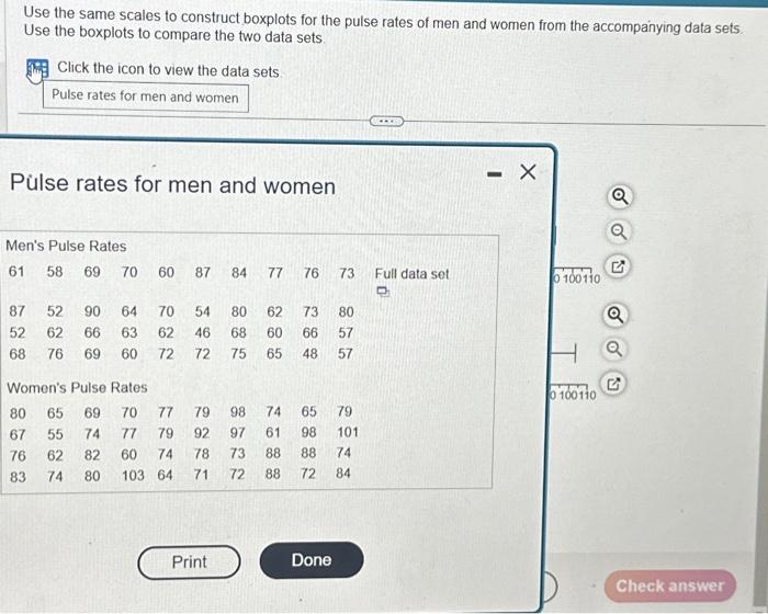 Solved Use the same scales to construct boxplots for the | Chegg.com