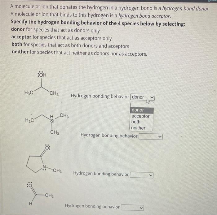 Solved A molecule or ion that donates the hydrogen in a | Chegg.com