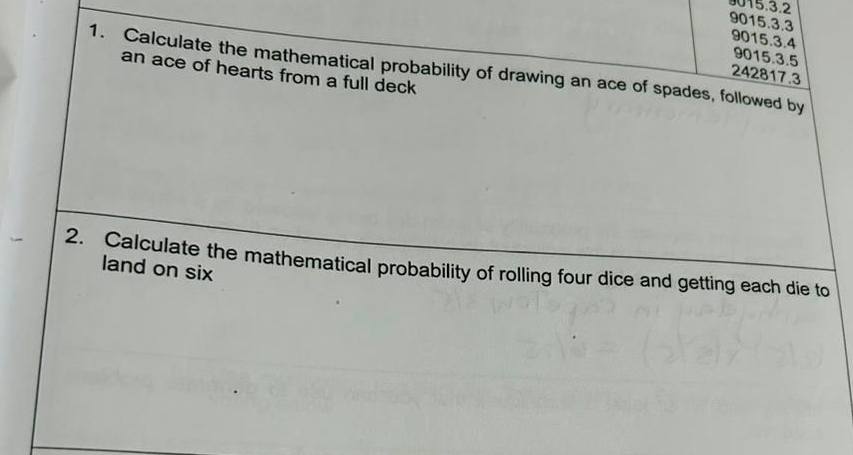Solved by an EXPERT \table[[1. ﻿Calculate the mathematical probability of | Chegg.com