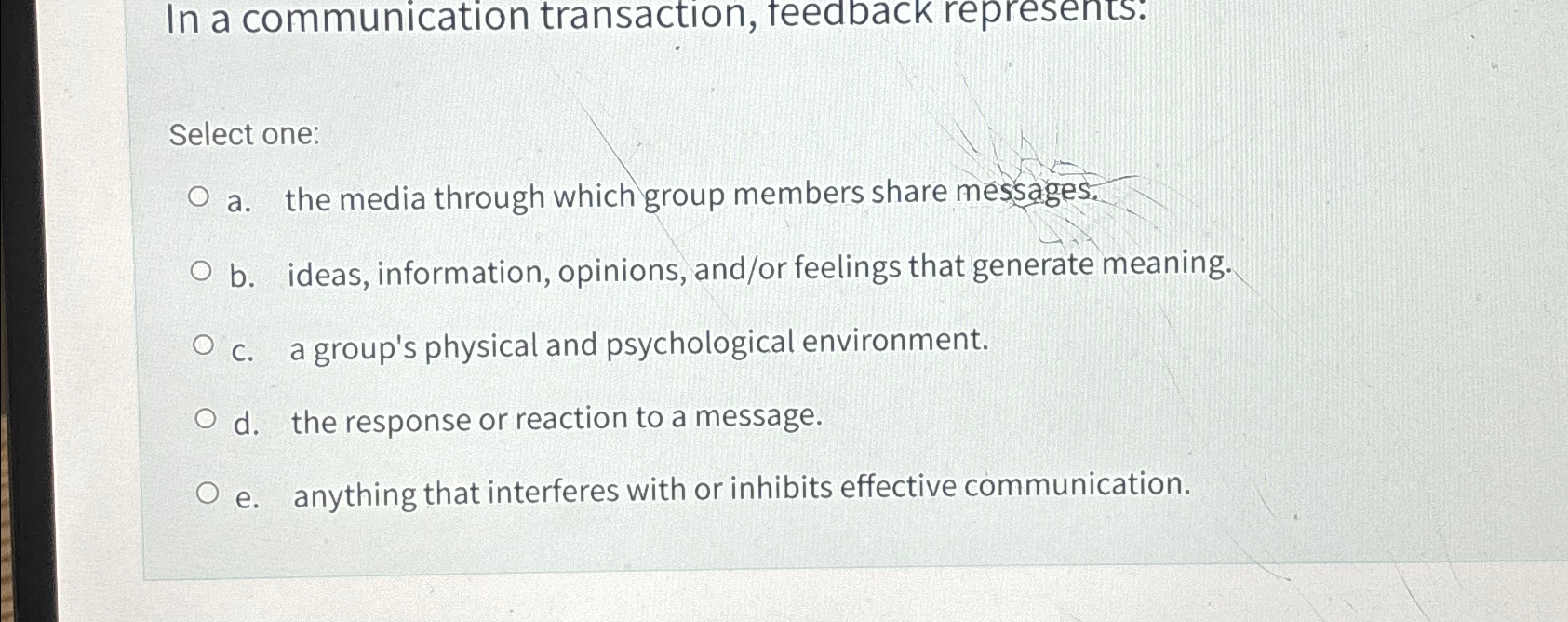 Solved In a communication transaction, teedback | Chegg.com