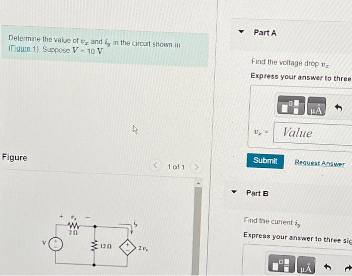 Solved Determine the value of v, and iy in the circuit shown | Chegg.com