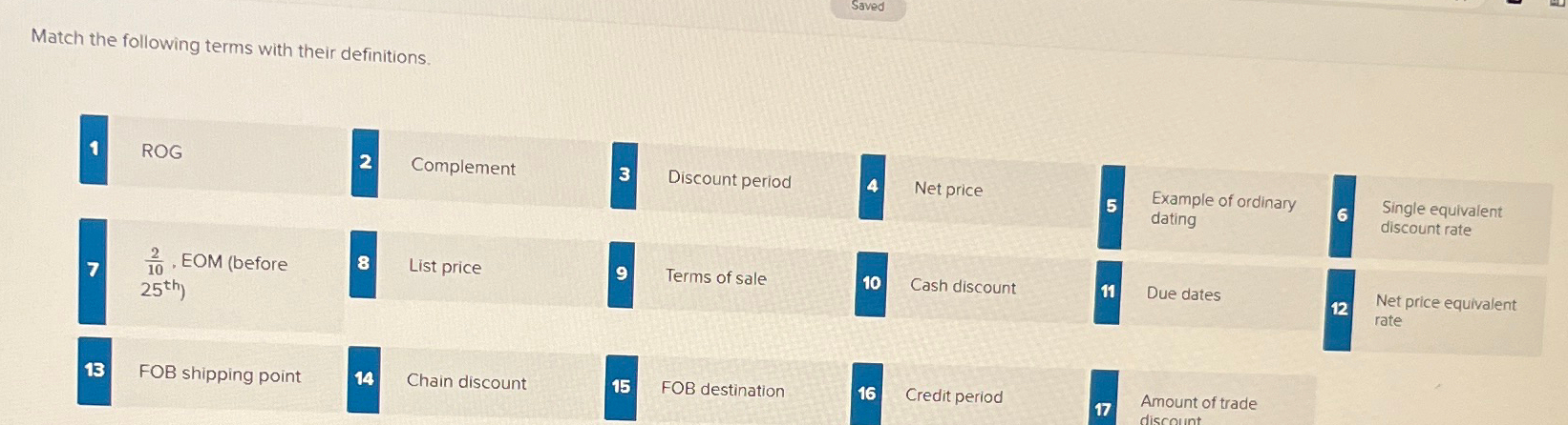 Solved Match the following terms with their definitions. | Chegg.com