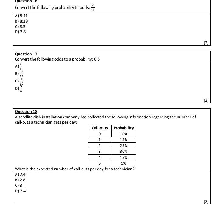 Solved on 16 8 11 Convert the following probability to odds: | Chegg.com