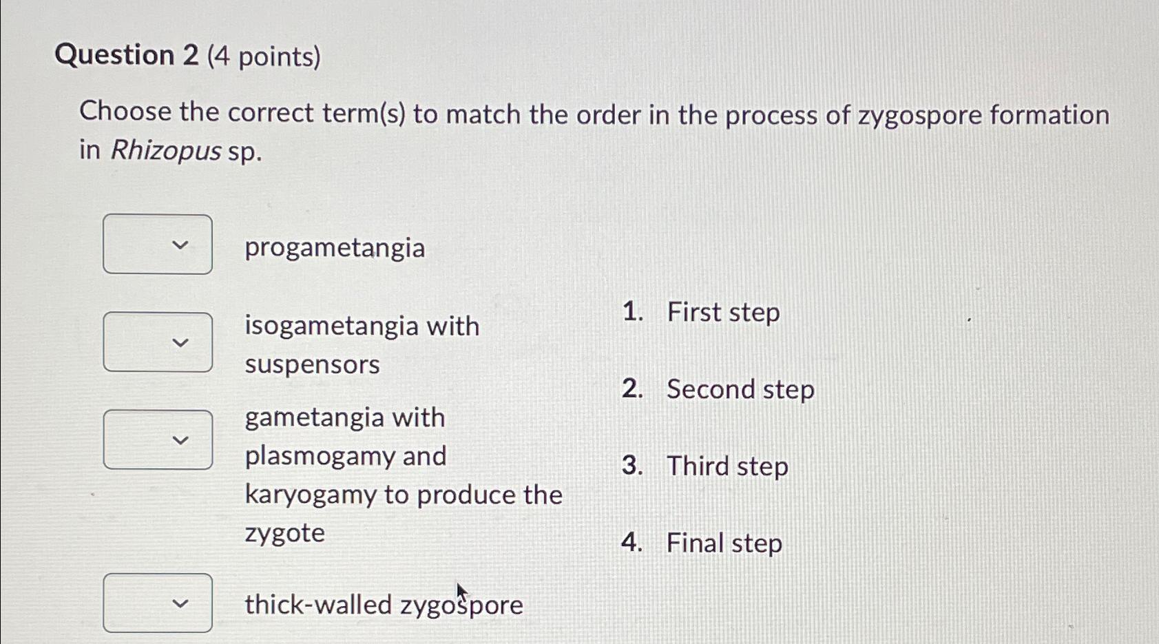 Solved Question 2 (4 ﻿points)Choose the correct term(s) ﻿to | Chegg.com