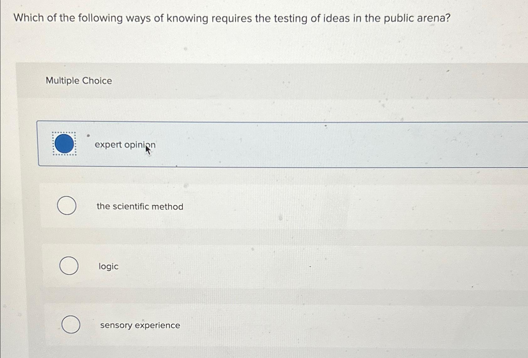 Solved Which of the following ways of knowing requires the | Chegg.com