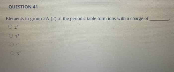 Solved QUESTION 41 Elements in group 2A (2) of the periodic | Chegg.com