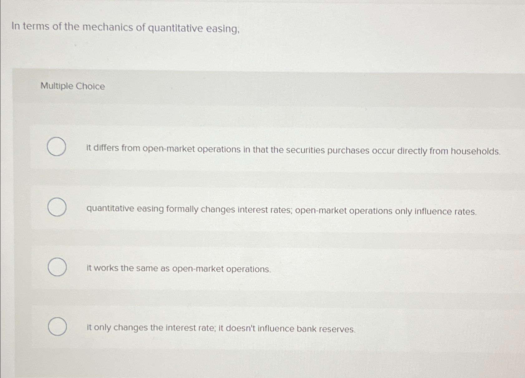 Solved In terms of the mechanics of quantitative | Chegg.com
