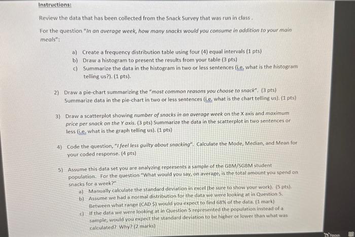 Solved Instructions: Review the data that has been collected | Chegg.com