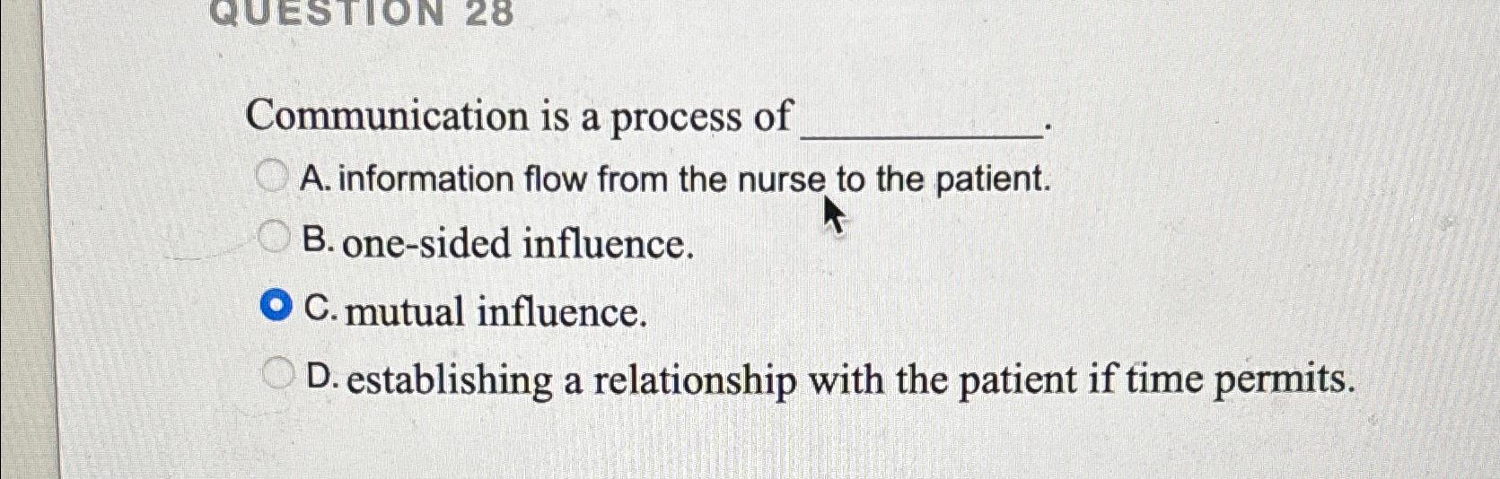 Solved Communication is a process ofA. ﻿information flow | Chegg.com