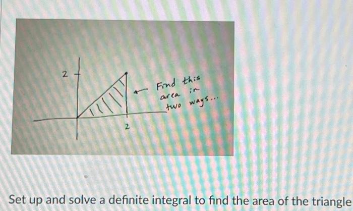 Solved Set up and solve a definite integral to find the area | Chegg.com