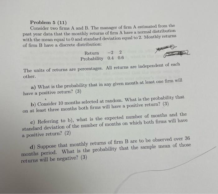 Solved Problem 5 (11) Consider two firms A and B. The | Chegg.com