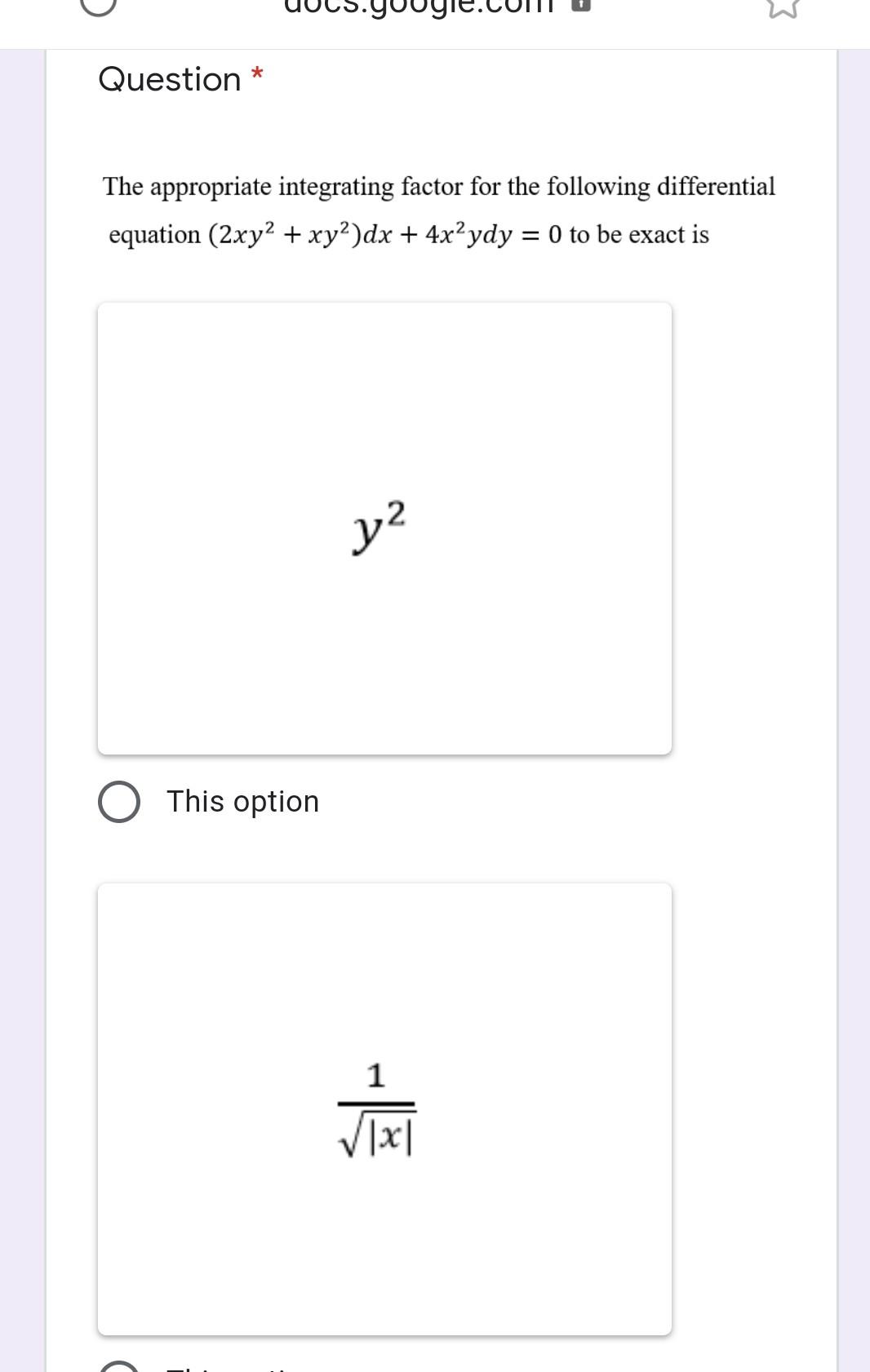 Solved Σ Question * The appropriate integrating factor for | Chegg.com
