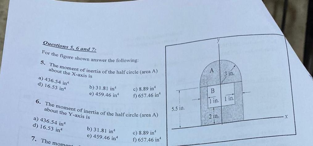 Solved Questions 5, 6 ﻿and 7:For the figure shown answer the | Chegg.com