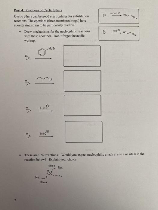 Solved B Cace HO. Part 4. Reactions of Cyclic Ethers Cyclic | Chegg.com