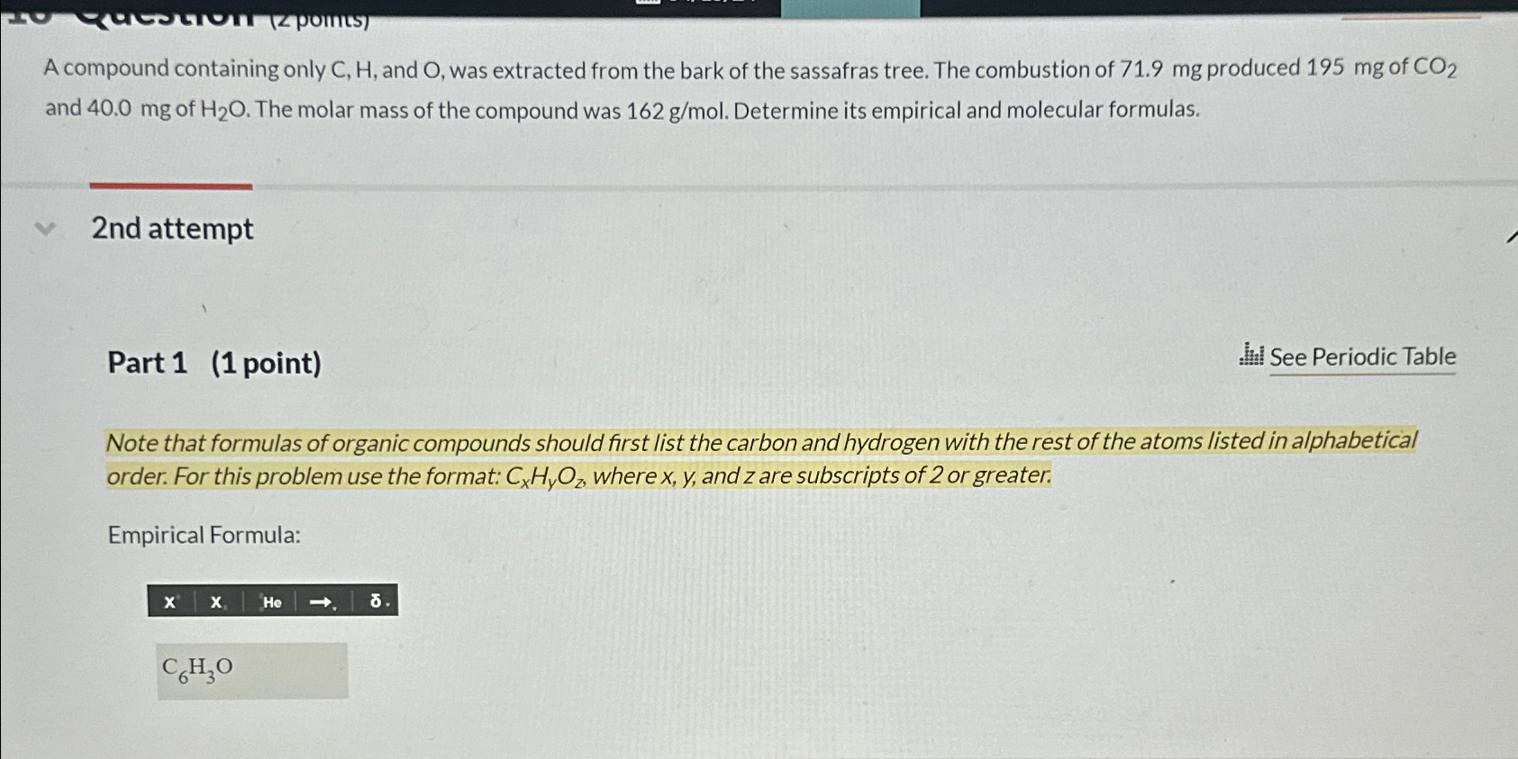 Solved A compound containing only C,H, ﻿and O, ﻿was | Chegg.com
