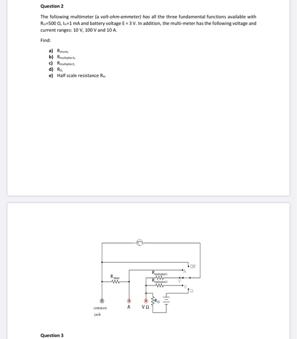 Solved Question 2 The following multimeter (a | Chegg.com