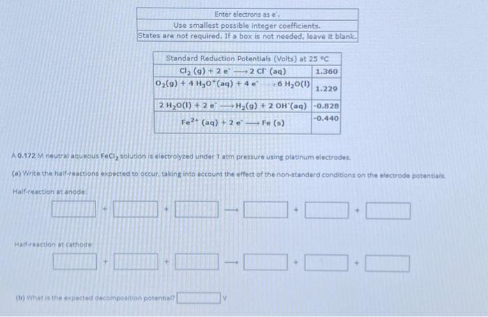 Solved A 0.172M neutral aqueous FeCl2 solusion is | Chegg.com