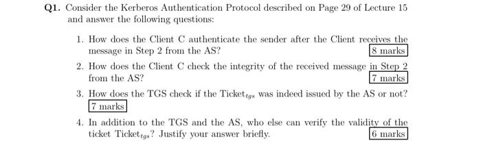 Solved Q1. Consider the Kerberos Authentication Protocol | Chegg.com