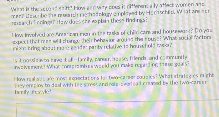 What is the second shift? How and why does it | Chegg.com