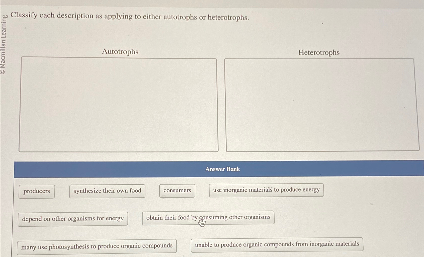 Solved Classify each description as applying to either | Chegg.com