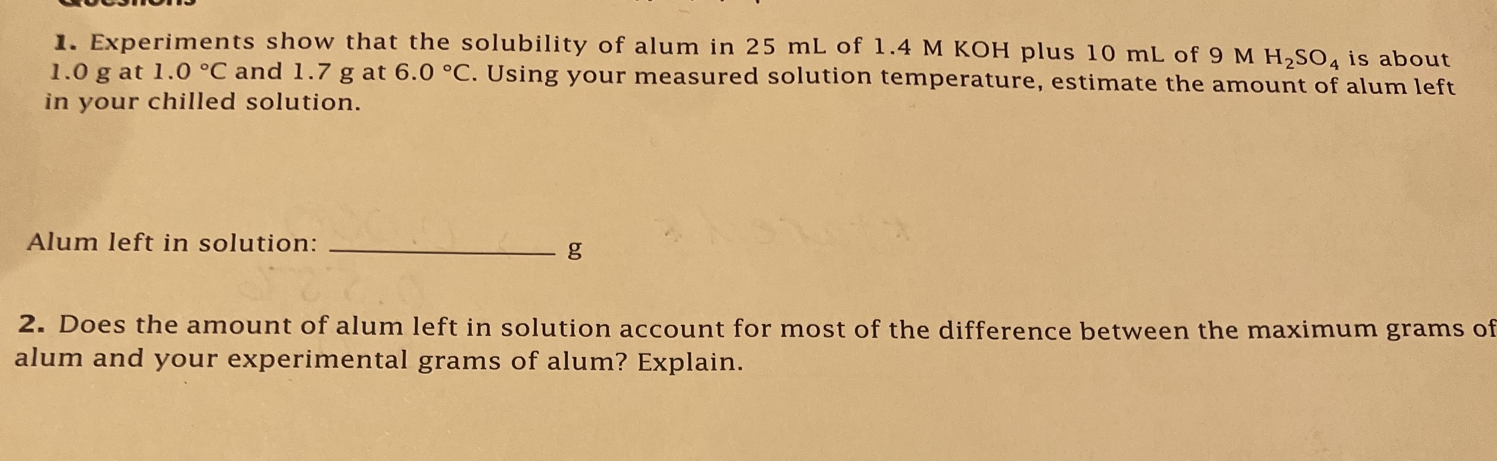 Solved Experiments show that the solubility of alum in 25 | Chegg.com
