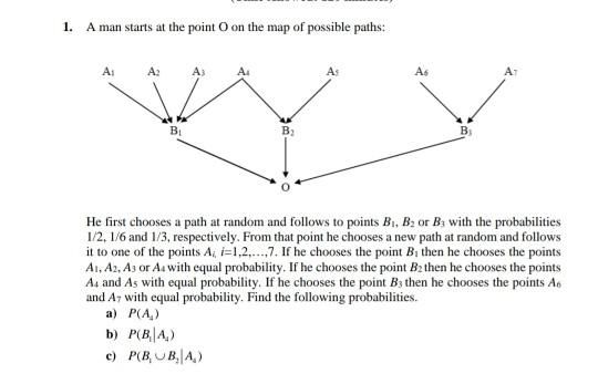 Solved 1. A man starts at the point on the map of possible | Chegg.com