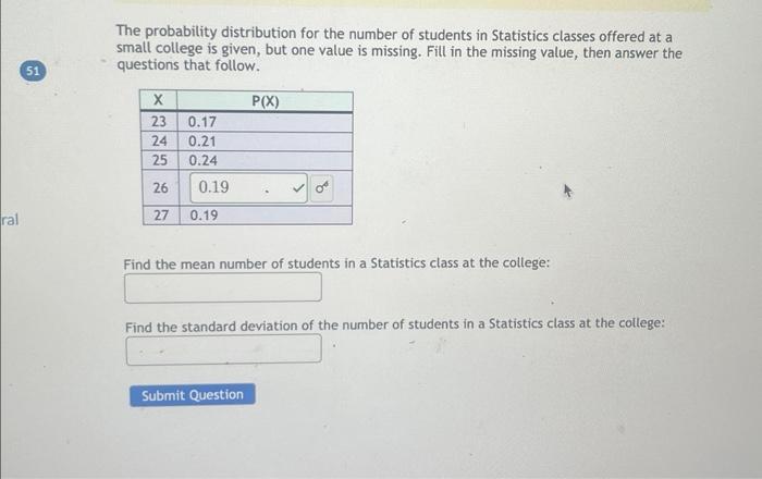 Solved The probability distribution for the number of | Chegg.com